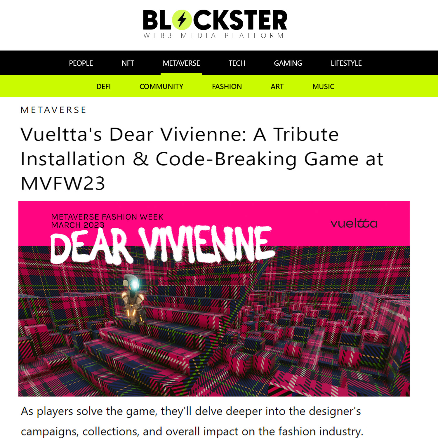 Blockster interviews Bay and Vueltta on their Vivienne Westwood game ...